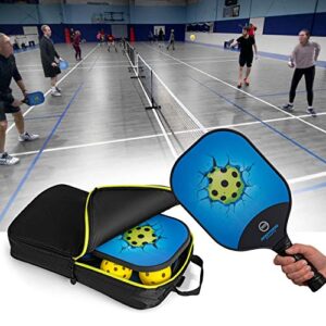 3 in 1 Pickleball Net, 4 Carbon Fiber Paddles and 4 Balls. Complete Regulation Size Portable Pickleball Net Bundle Set for Outdoors or Indoors. With 4 USAPA Approved Carbon Fiber Paddles and 4 Balls