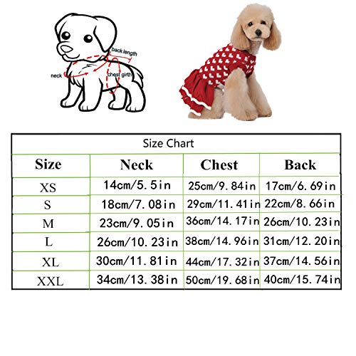 LERTREE Christmas Pet Sweater Love Heart Red Skirt Winter Warm Knit Clothes for Dog Cat Holiday New Year Dress (XXL)