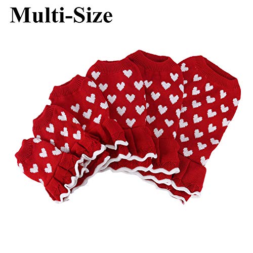 LERTREE Christmas Pet Sweater Love Heart Red Skirt Winter Warm Knit Clothes for Dog Cat Holiday New Year Dress (XXL)