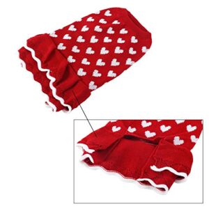 LERTREE Christmas Pet Sweater Love Heart Red Skirt Winter Warm Knit Clothes for Dog Cat Holiday New Year Dress (XXL)