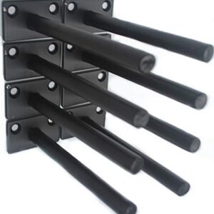 16 Pcs 5" Black Solid Steel Floating Shelf Bracket Blind Shelf Supports - Hidden Brackets for Floating Wood Shelves - Concealed Blind Shelf Support – Screws and Wall Plugs Included