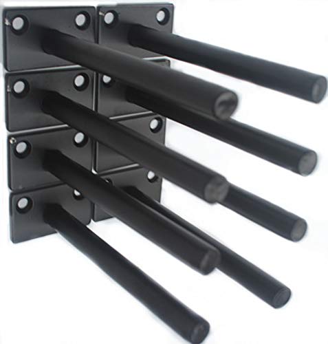 16 Pcs 5" Black Solid Steel Floating Shelf Bracket Blind Shelf Supports - Hidden Brackets for Floating Wood Shelves - Concealed Blind Shelf Support – Screws and Wall Plugs Included