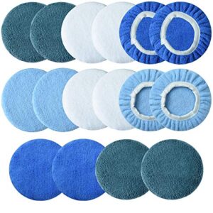 boltigen car polishing bonnet pads-16 pieces 5 to 6 inches soft microfiber bonnet buffing pad covers polishing bonnet for most 5 to 6 inches car polishers (5-6inch-16pcs 4colors)