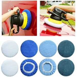 Boltigen Car Polishing Bonnet Pads-16 Pieces 5 to 6 Inches Soft Microfiber Bonnet Buffing Pad Covers Polishing Bonnet for Most 5 to 6 Inches Car Polishers (5-6inch-16pcs 4colors)