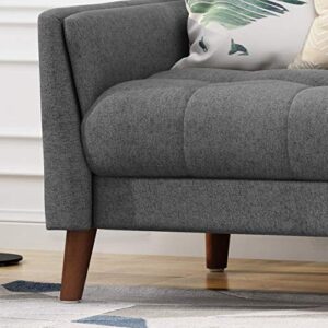 Christopher Knight Home Evelyn Mid Century Modern Fabric Arm Chair, Dark Gray, Walnut & Evelyn Fabric Loveseat, Dark Gray