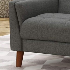 Christopher Knight Home Evelyn Mid Century Modern Fabric Arm Chair, Dark Gray, Walnut & Evelyn Fabric Loveseat, Dark Gray