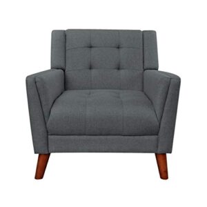 Christopher Knight Home Evelyn Mid Century Modern Fabric Arm Chair, Dark Gray, Walnut & Evelyn Fabric Loveseat, Dark Gray