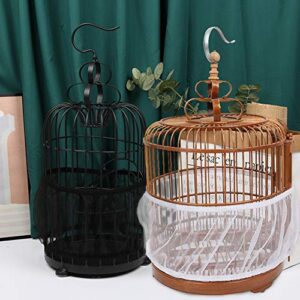 luzen Universal Soft Airy Bird Cage Seed Catcher Seeds Guard Parrot Nylon Mesh Net Cover Stretchy Bird Cage Skirt Suit for Round Square Cages, Whie (M)