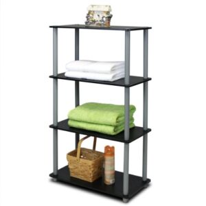 Furinno Turn-N-Tube 5 Tier Corner Shelf, Black/Grey & (99557BK/GY) Turn-N-Tube 4-Tier Multipurpose Shelf Display Rack - Black/Grey