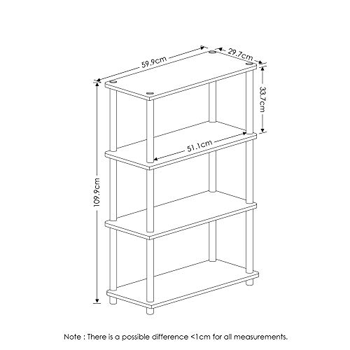 Furinno Turn-N-Tube 5 Tier Corner Shelf, Black/Grey & (99557BK/GY) Turn-N-Tube 4-Tier Multipurpose Shelf Display Rack - Black/Grey