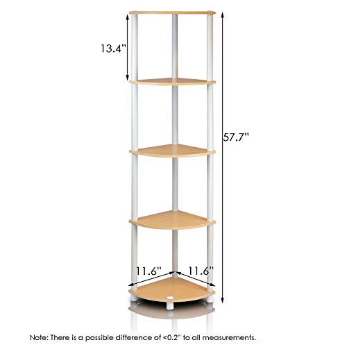 Furinno Turn-N-Tube 5 Tier Corner Shelf, Black/Grey & (99557BK/GY) Turn-N-Tube 4-Tier Multipurpose Shelf Display Rack - Black/Grey