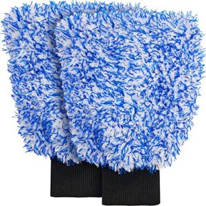 relentless drive cyclone car wash mitt & works as car wash sponge, microfiber wash mitt scratch free, ultra absorbent microfiber mitt for cars, trucks, suv, boat & motorcycle (2 pack, large glove)