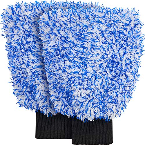 Relentless Drive Cyclone Car Wash Mitt & Works as Car Wash Sponge, Microfiber Wash Mitt Scratch Free, Ultra Absorbent Microfiber Mitt for Cars, Trucks, SUV, Boat & Motorcycle (2 Pack, Large Glove)