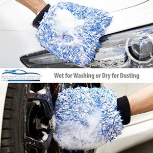 Relentless Drive Cyclone Car Wash Mitt & Works as Car Wash Sponge, Microfiber Wash Mitt Scratch Free, Ultra Absorbent Microfiber Mitt for Cars, Trucks, SUV, Boat & Motorcycle (2 Pack, Large Glove)