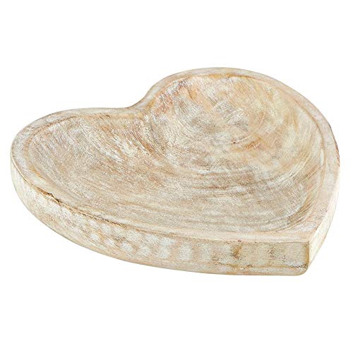 47th & Main Creative Brands Carved Heart-Shaped Wooden Bowl, Large, White