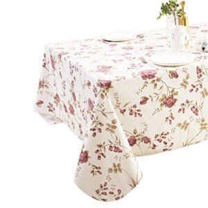 Heavy Duty Vinyl Tablecloth with Flannel Backing Waterproof Oil-Proof PVC Table Cloth Stain-Resistant Wipeable Rectangle or Square Table Cover for Indoor and Outdoor (Flowers, 60X84 Inch)