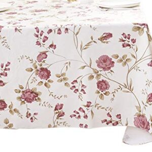 Heavy Duty Vinyl Tablecloth with Flannel Backing Waterproof Oil-Proof PVC Table Cloth Stain-Resistant Wipeable Rectangle or Square Table Cover for Indoor and Outdoor (Flowers, 60X84 Inch)