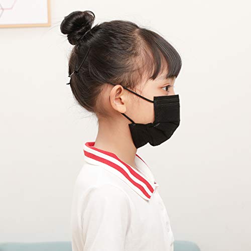 DIOLV Kids Disposable Face Masks Child Protective Cover Mask for Boys Girls 50 Pcs Black