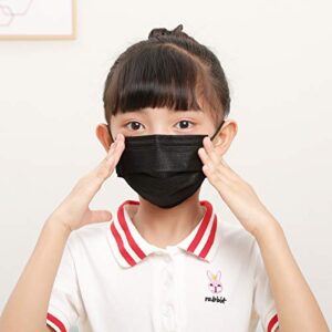 DIOLV Kids Disposable Face Masks Child Protective Cover Mask for Boys Girls 50 Pcs Black