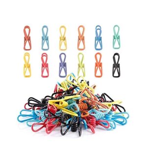 hellopet clothesline clips, clips for clothes bag paper document use colorful multipurpose plastic-coated metal clip, chip pack of 30