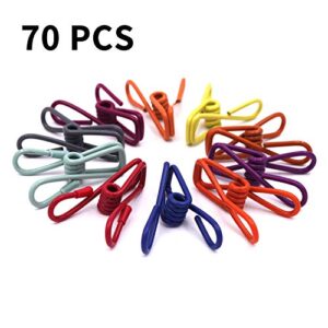 Hellopet Clothesline Clips, Clips for Clothes Bag Paper Document use Colorful Multipurpose Plastic-Coated Metal Clip, Chip Pack of 30