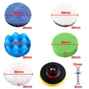 SIQUK 35 Pieces Car Polishing Pad Kit 3 Inch Buffing Pads Foam Polish Pads Polisher Attachment for Drill