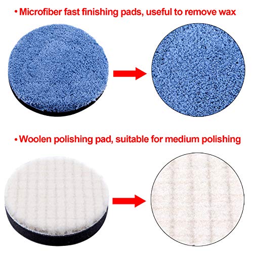 SIQUK 35 Pieces Car Polishing Pad Kit 3 Inch Buffing Pads Foam Polish Pads Polisher Attachment for Drill