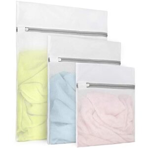 3pcs durable fine mesh laundry bags for delicates (1 large 16 x 20 inches, 1 medium 12 x 16 inches, 1 small 9 x 12 inches)