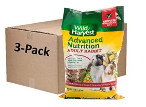 wild harvest advanced nutrition adult rabbit 8 pounds, complete and balanced diet, pack of 3 (g19808-cas)