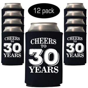 Veracco Cheers To 30 Years Thirth Birthday Gift For Dirty Thirty Party Favors Decorations Can Coolie Holder (Black, 12)