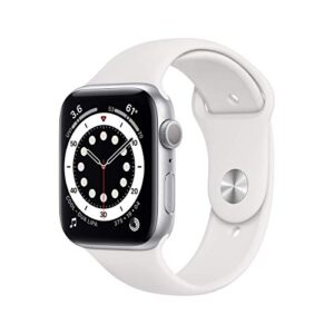 apple watch series 6 (gps, 44mm) - silver aluminum case with white sport band (renewed)