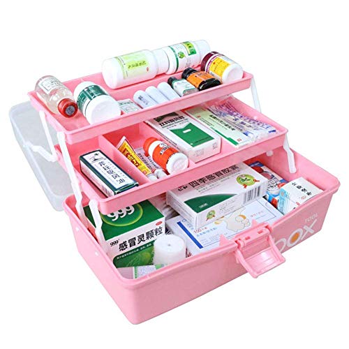 Kinsorcai Clear Plastic Storage Box/Tool Box, Multipurpose Organizer and Portable Handled Storage Case for Art Craft and Cosmetic (Pink)