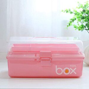 Kinsorcai Clear Plastic Storage Box/Tool Box, Multipurpose Organizer and Portable Handled Storage Case for Art Craft and Cosmetic (Pink)