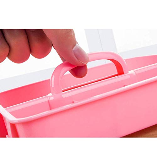 Kinsorcai Clear Plastic Storage Box/Tool Box, Multipurpose Organizer and Portable Handled Storage Case for Art Craft and Cosmetic (Pink)