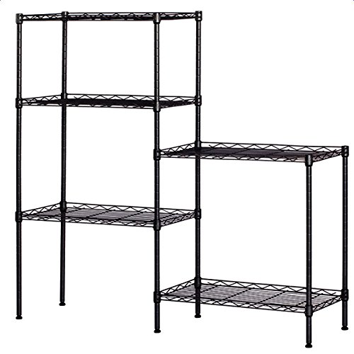 Basic Houseware 5 Tier Storage Shelf Metal Wire Shelving Unit Utility Organization Storage Rack for Kitchen Living Room Pantry Heavy Duty