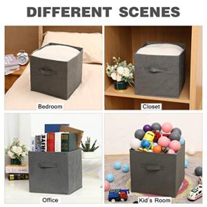 C&AHOME Cube Storage Bins 6-Pack Foldable Fabric Storage Cubes Baskets Containers Drawers with Dual Handles, Toys Closet Storage Box for Organizing Shelf, 10.5" L x 10.5" W x 11" H, Dark Grey