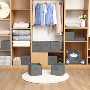 C&AHOME Cube Storage Bins 6-Pack Foldable Fabric Storage Cubes Baskets Containers Drawers with Dual Handles, Toys Closet Storage Box for Organizing Shelf, 10.5" L x 10.5" W x 11" H, Dark Grey