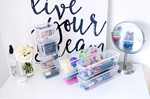 AB Designs Mixed Bin Pack, [4] Long & [4] Small Home Organizer Storage Boxes with Lids, Clear