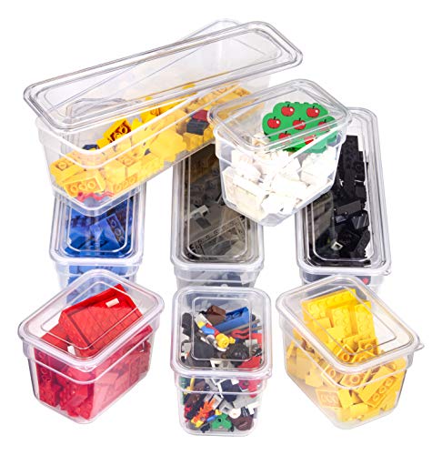 AB Designs Mixed Bin Pack, [4] Long & [4] Small Home Organizer Storage Boxes with Lids, Clear