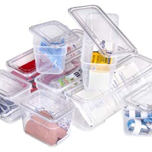 AB Designs Mixed Bin Pack, [4] Long & [4] Small Home Organizer Storage Boxes with Lids, Clear