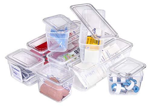 AB Designs Mixed Bin Pack, [4] Long & [4] Small Home Organizer Storage Boxes with Lids, Clear