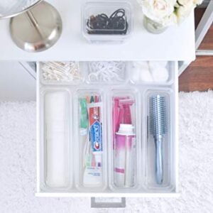 AB Designs Mixed Bin Pack, [4] Long & [4] Small Home Organizer Storage Boxes with Lids, Clear