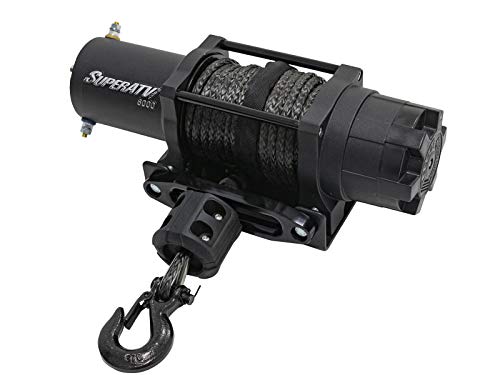 SuperATV 6000 LB Black Ops Winch with Heavy Duty Winch Mounting Plate for 2015+ Kawasaki Mule Pro DX | 2016+ Mule PRO DX / DXT / FX / FXT | 2018+ FXR | Complete Kit Ready for Install!