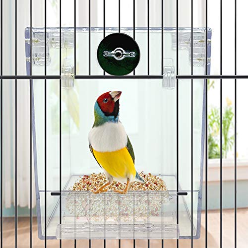 PINVNBY Acrylic Bird Bath Box,Parakeet No-Leakage Bathtub for Cage Hanging Tube Shower Box Cage Accessory with Water Injector & Balls Toys for Small Pet Birds Lovebirds Budgies Canary(6 Pcs)