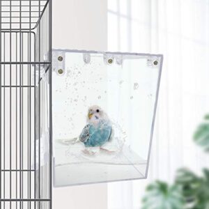 PINVNBY Acrylic Bird Bath Box,Parakeet No-Leakage Bathtub for Cage Hanging Tube Shower Box Cage Accessory with Water Injector & Balls Toys for Small Pet Birds Lovebirds Budgies Canary(6 Pcs)