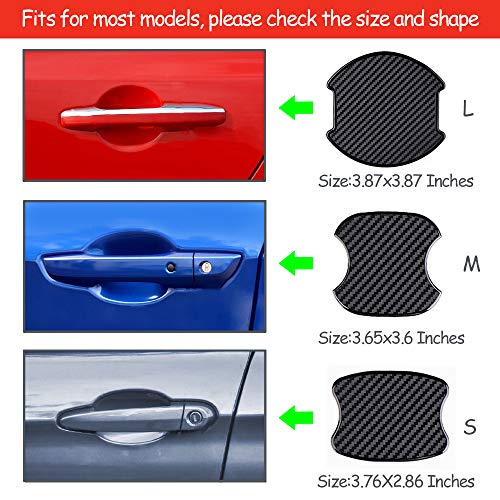 WORCAS 4Pcs Universal 3D Carbon Fiber Car Door Handle Paint Scratch Protector Sticker Auto Door Handle Cups Protective Pad (M)