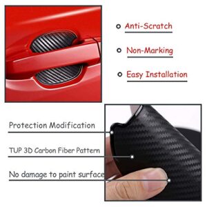 WORCAS 4Pcs Universal 3D Carbon Fiber Car Door Handle Paint Scratch Protector Sticker Auto Door Handle Cups Protective Pad (M)