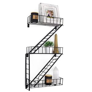 chicago merchandise co. | new york industrial style fire escape novelty wall shelves unit, black