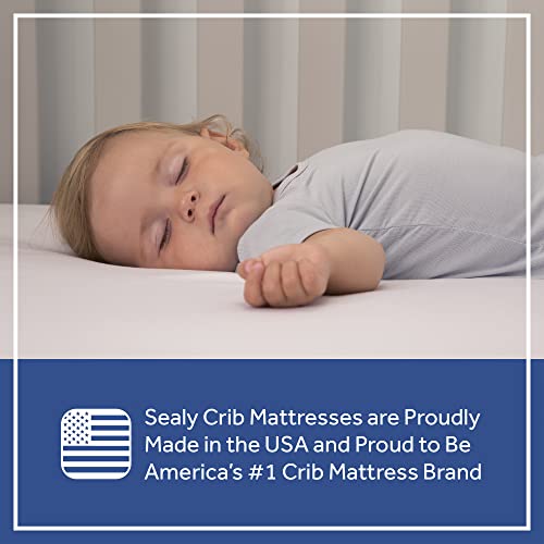 Sealy Baby Posturepedic Grace Baby Crib Mattress-Premium 2-Stage Toddler Bed Mattress- Waterproof Crib Mattress- Hybrid Coil and Foam Breathable Baby Mattress for Crib- Cotton- Certified for Safety