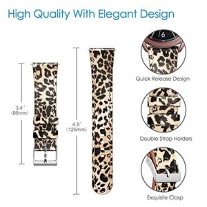 Fintie Band Compatible with Galaxy Watch 5 40mm/44mm/Pro 45mm / Galaxy Watch 4 40mm/44mm and Classic 42mm/46mm / Galaxy Watch 3 41mm / Galaxy Watch 42mm, 20mm Genuine Leather Band Replacement Strap Wristband, Classic Leopard